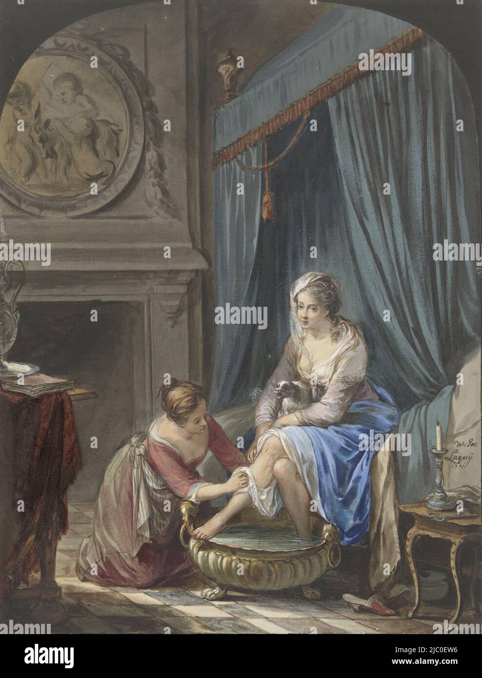 Toilette d'une jeune femme, dessinateur: Willem Joseph Laquy, 1771 ...
