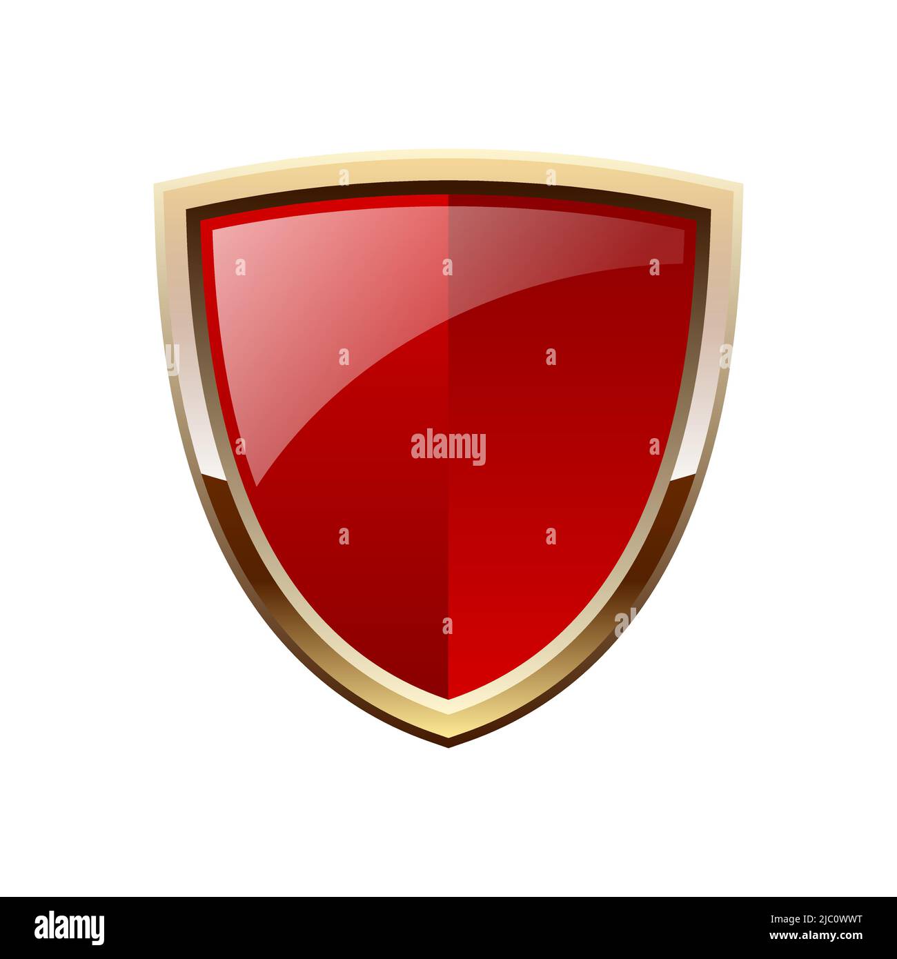 Bouclier brillant rouge et or. Armoiries médiévales métalliques ...