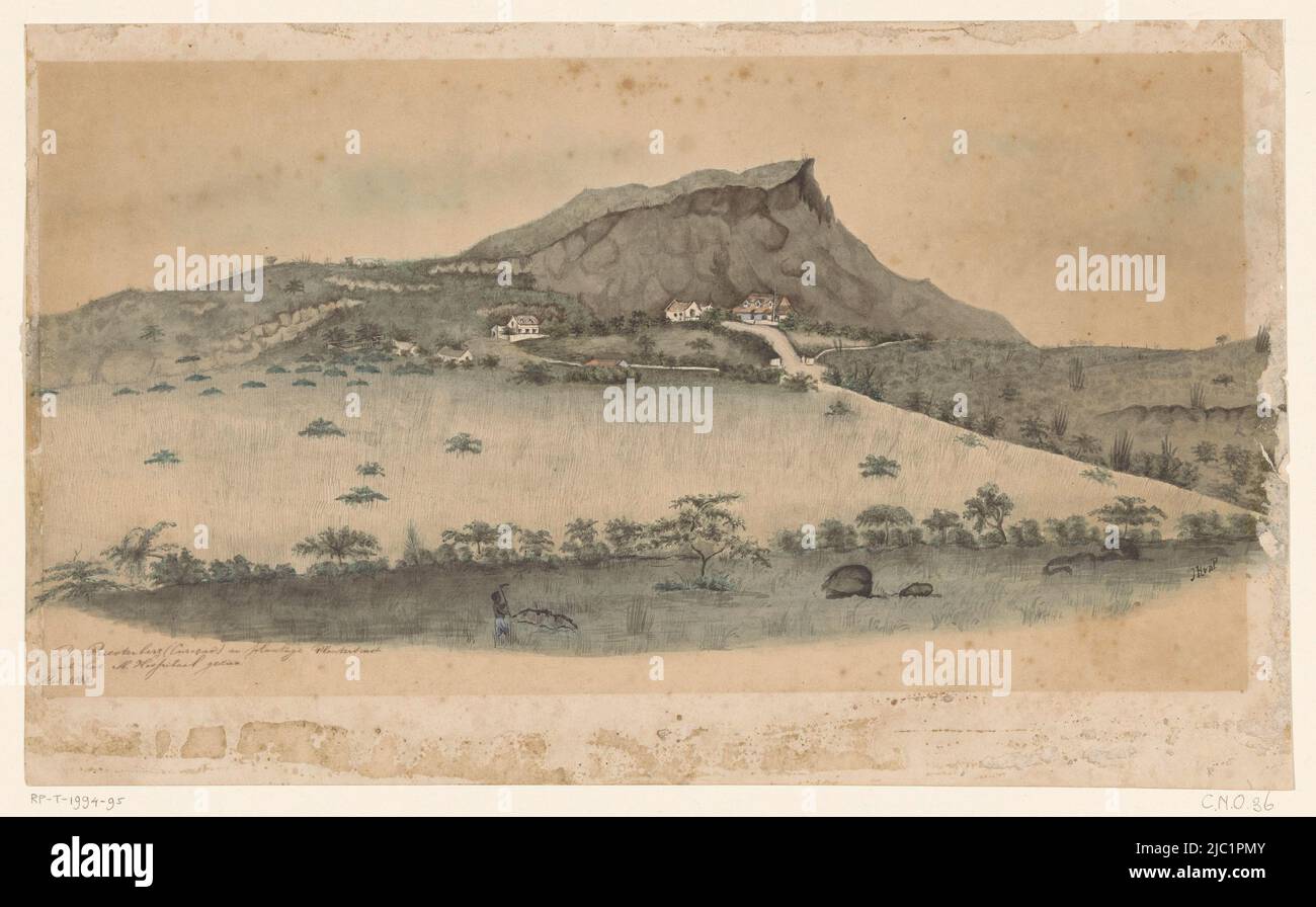 Vue de la plantation Plantersrust sur Curaçao, dessinateur: Jacob ...