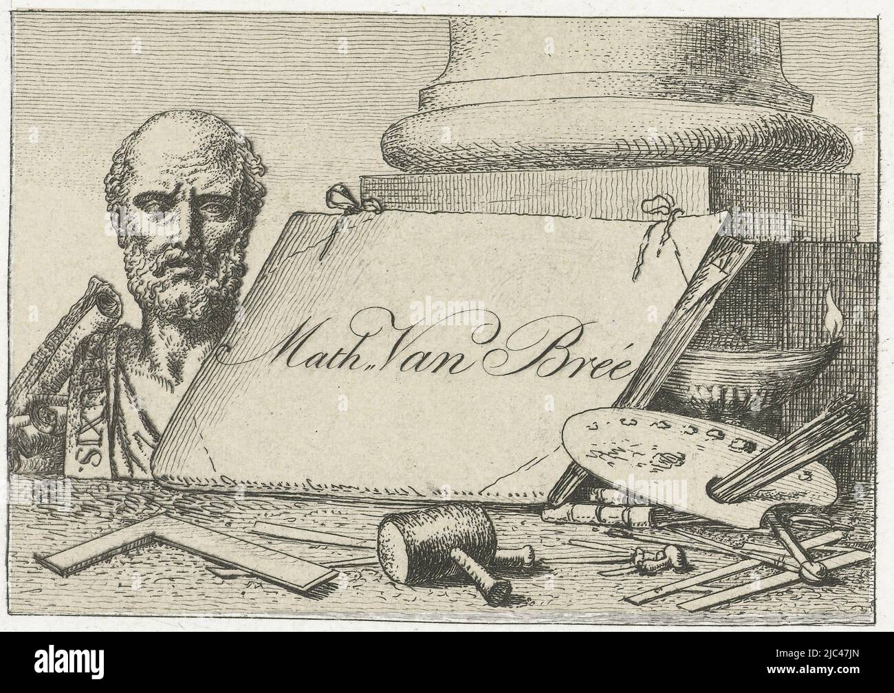 Carte de nom de l'artiste avec les attributs d'un artiste tel que la ...