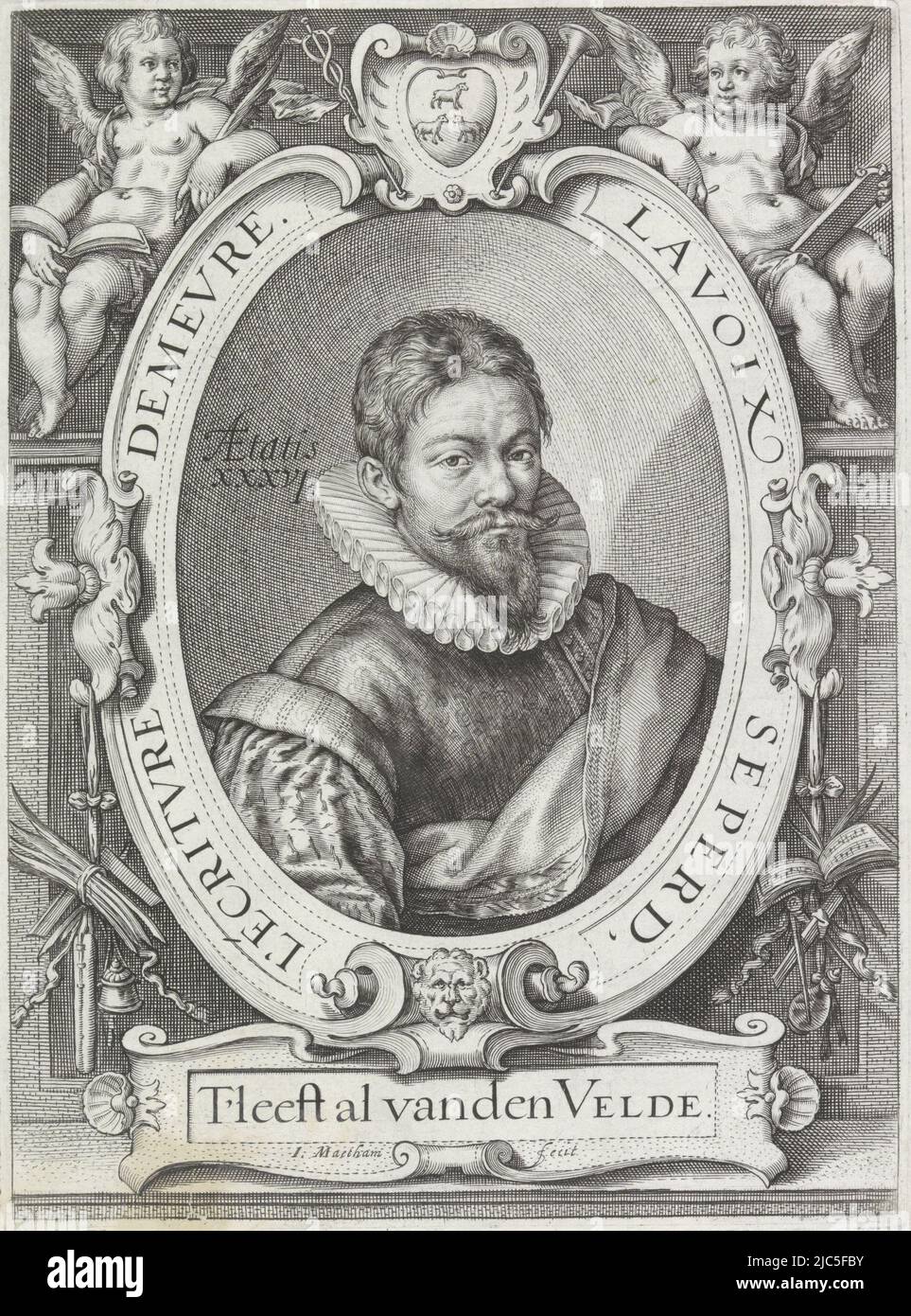 Portrait de la calligraphe Jan van den Velde à l'âge de 36 ans dans un ...