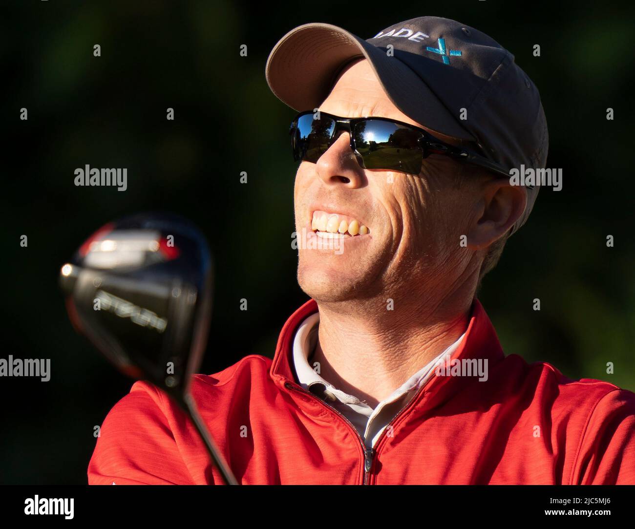 David Hearn, du Canada, observe son parcours sur le 9th trous du ...