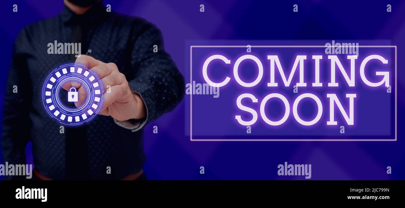 Légende conceptuelle bientôt disponible. Concept d'affaires quelque ...