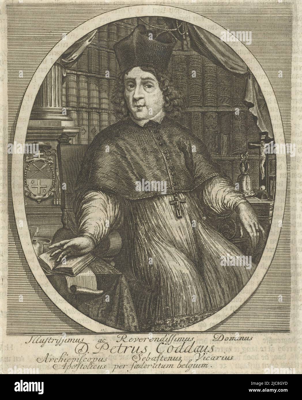 Portrait du Vicaire apostolique Petrus Codde dans un cadre ovale assis ...