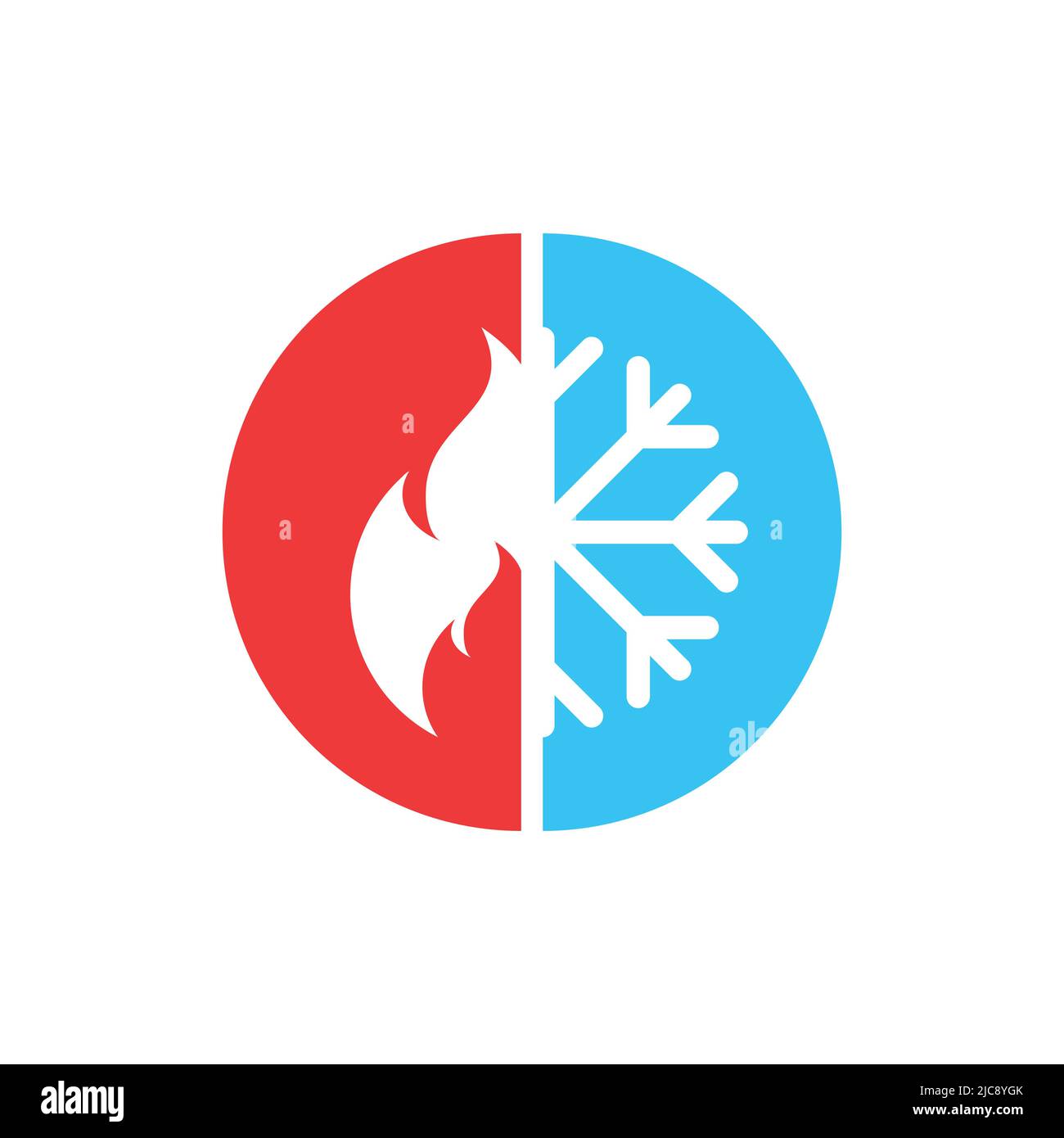 Icône du froid et du chaud dans un style plat. Illustration du flocon ...