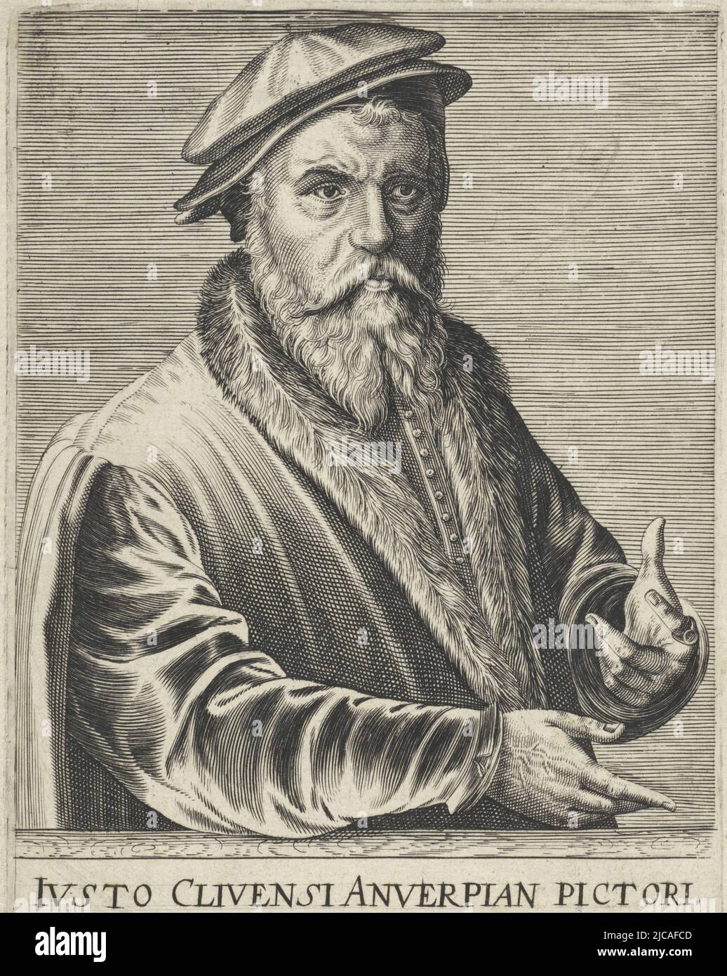 Dans la marge une légende de quatre lignes en latin, Portrait de Joos ...