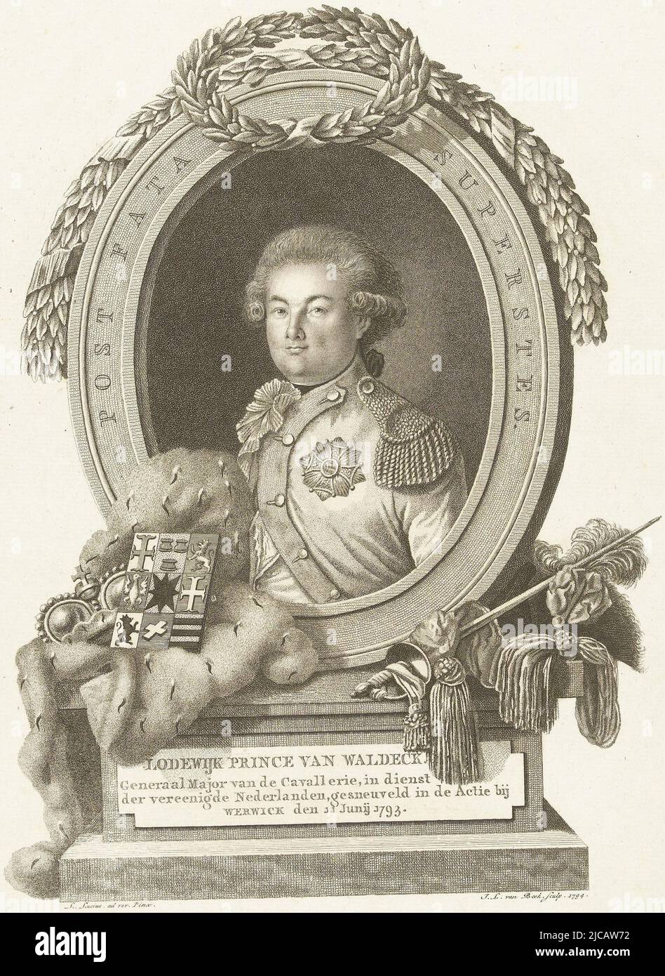 Portrait du major général Louis Prince de Walterdeck dans un cadre ...