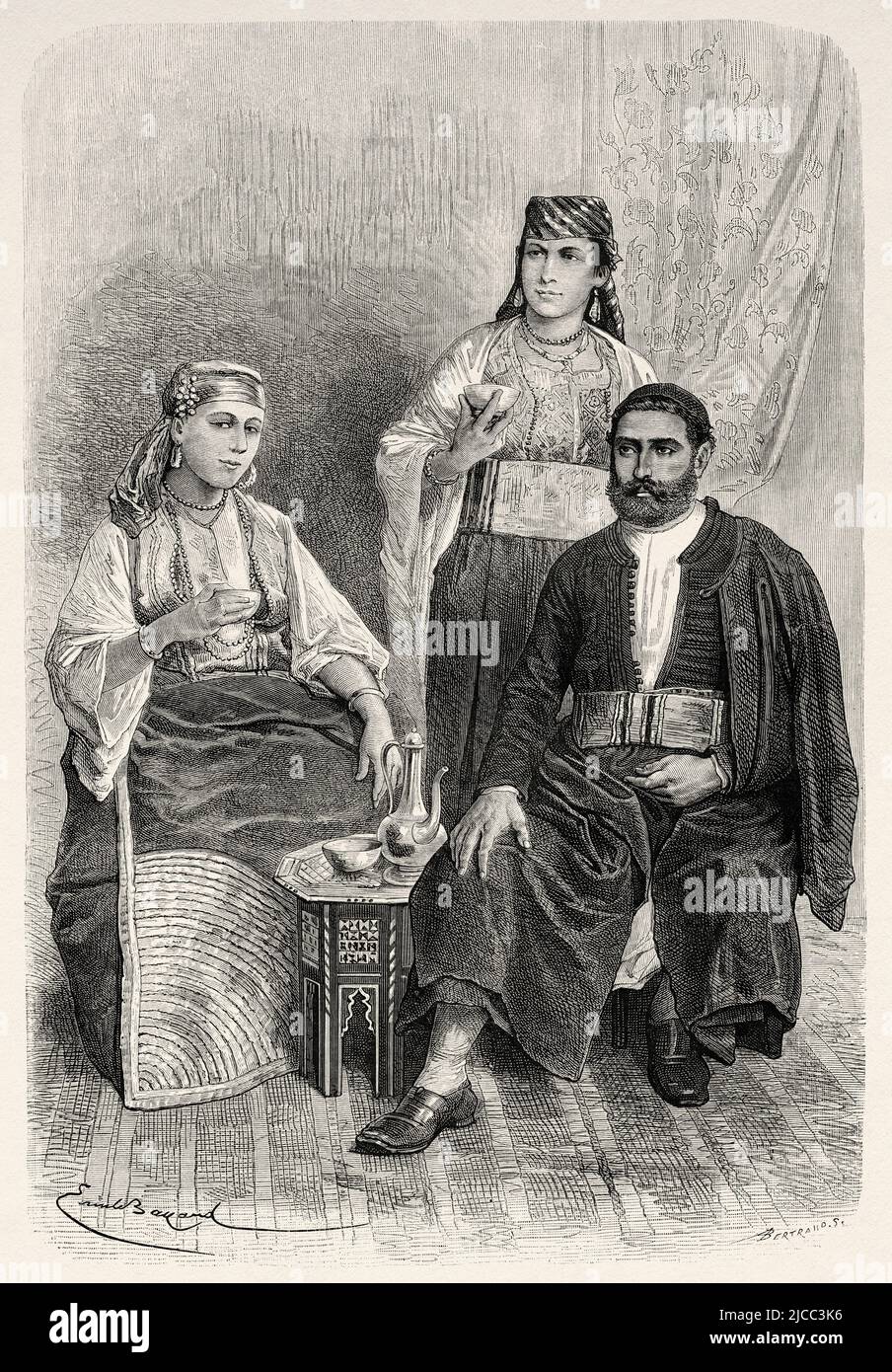 Juifs, hommes et femmes de Tanger, Maroc. Nord de l'Afrique. Maroc par ...