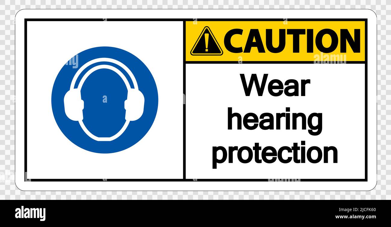 Attention porter une protection auditive sur fond transparent ...