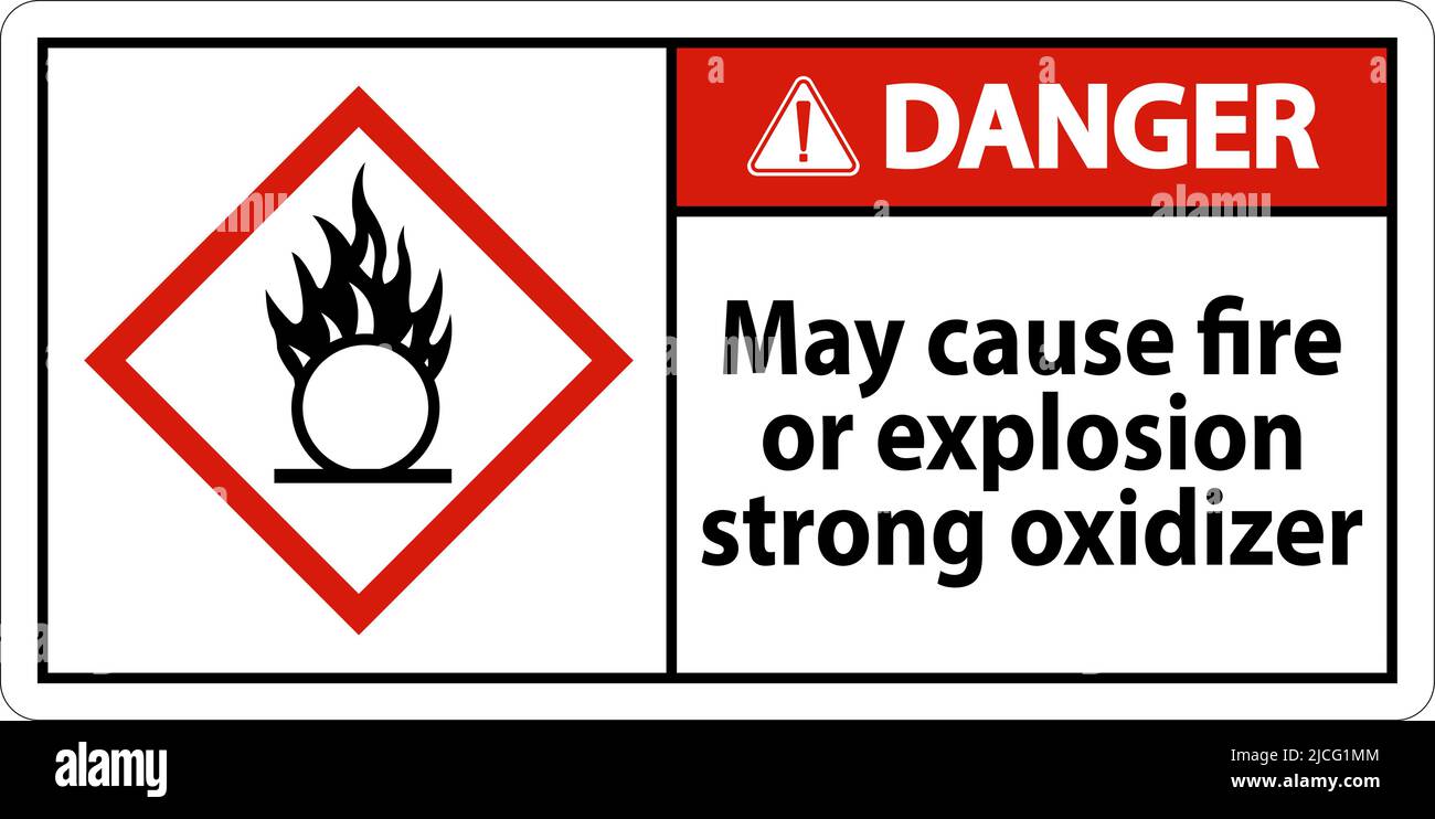 Danger : risque d'incendie ou d'explosion. Panneau sur fond blanc Image ...