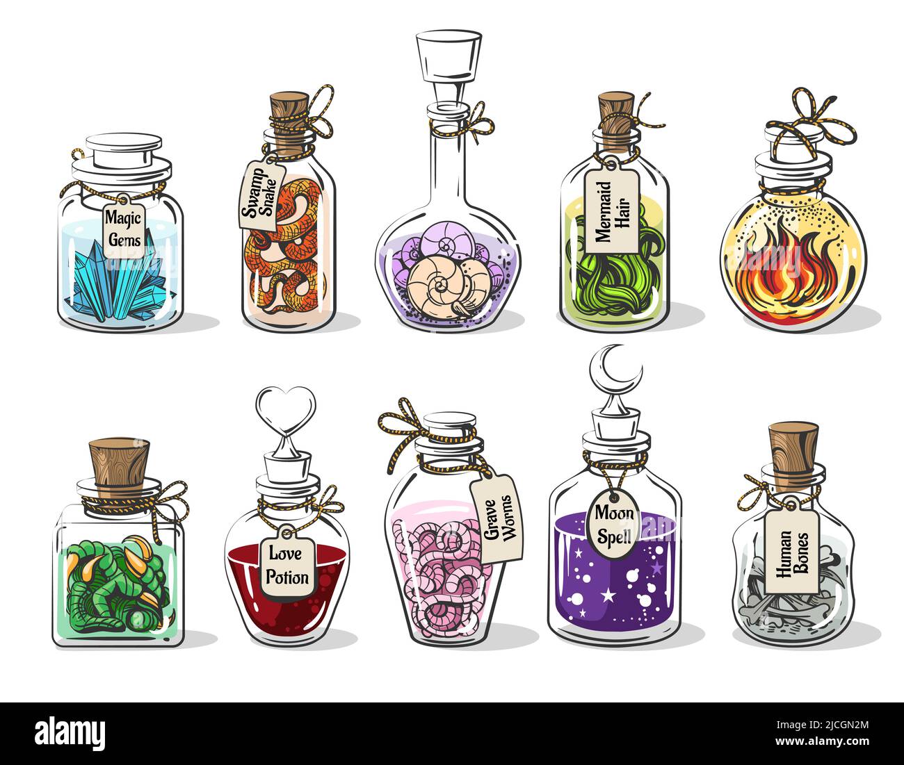 Des potions magiques de dessin animé Image Vectorielle Stock - Alamy