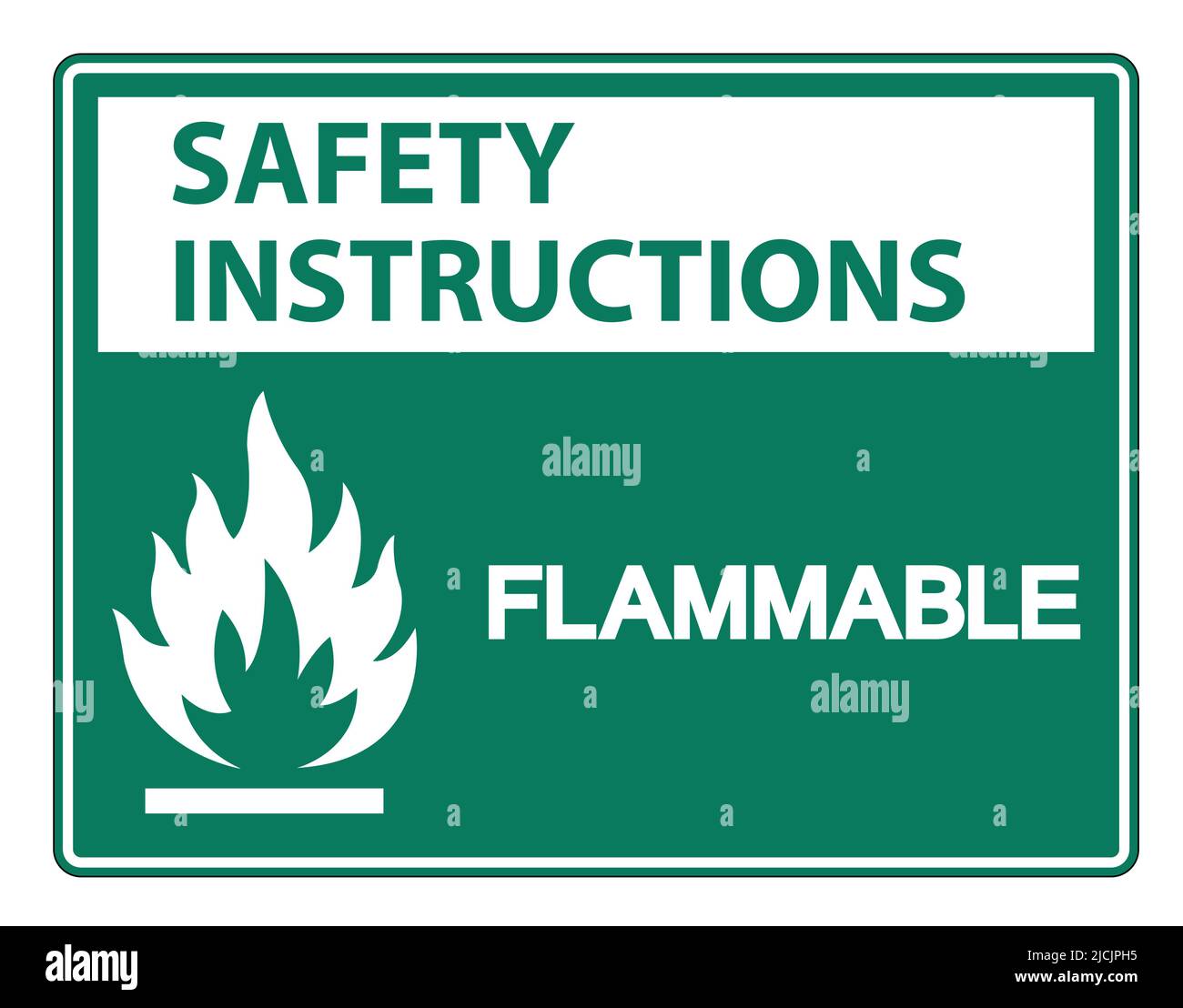 Consignes de sécurité symbole inflammable isoler sur fond blanc ...