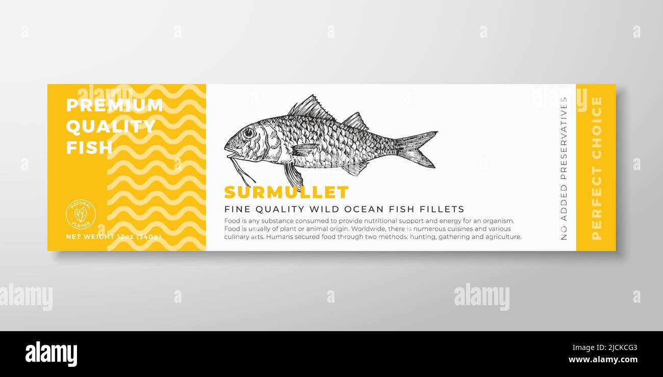 Surmullet Vector Packaging Label Design Typographie moderne et poisson ...