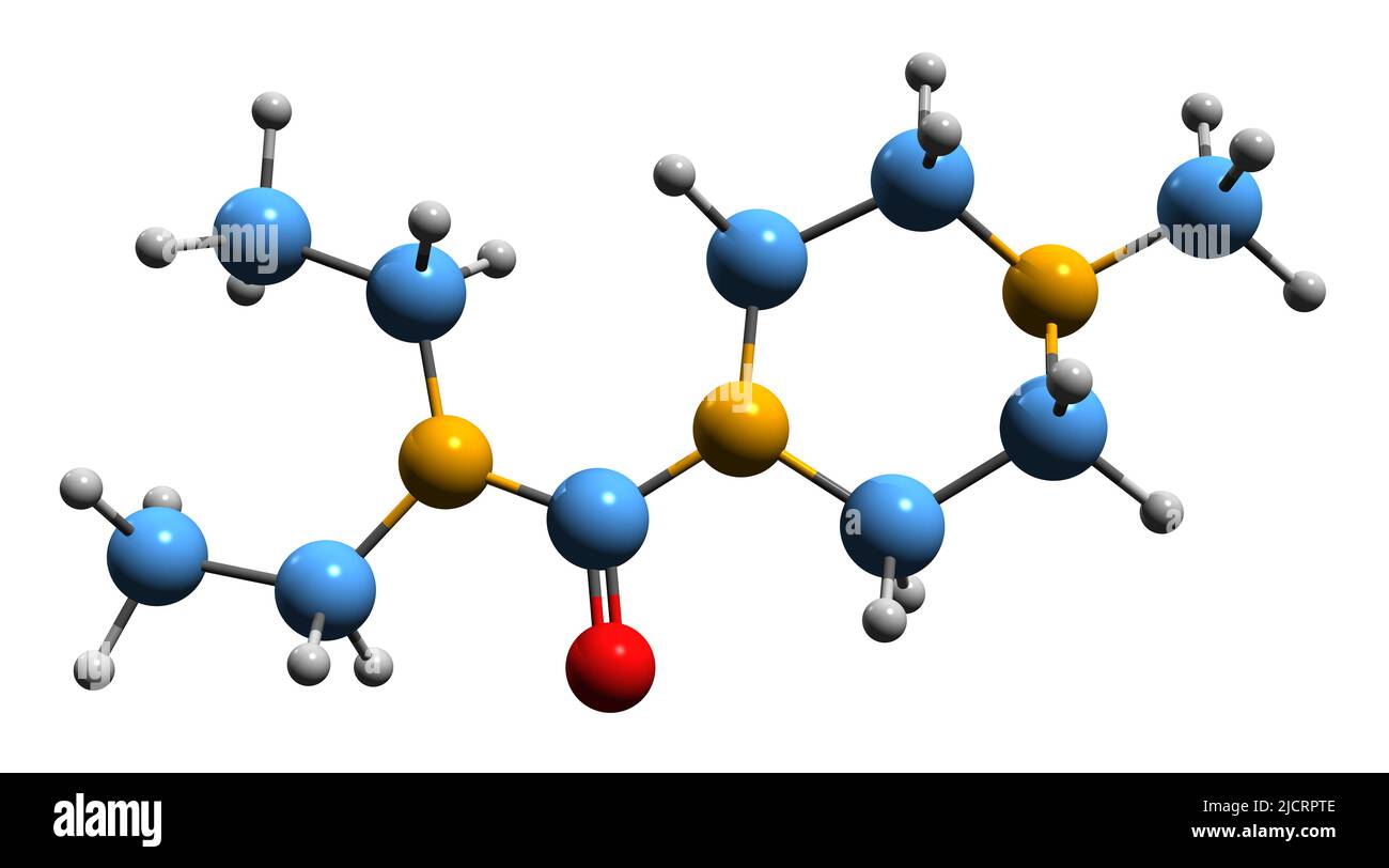 3D image de la formule squelettique de Diéthylcarbamazine - structure ...