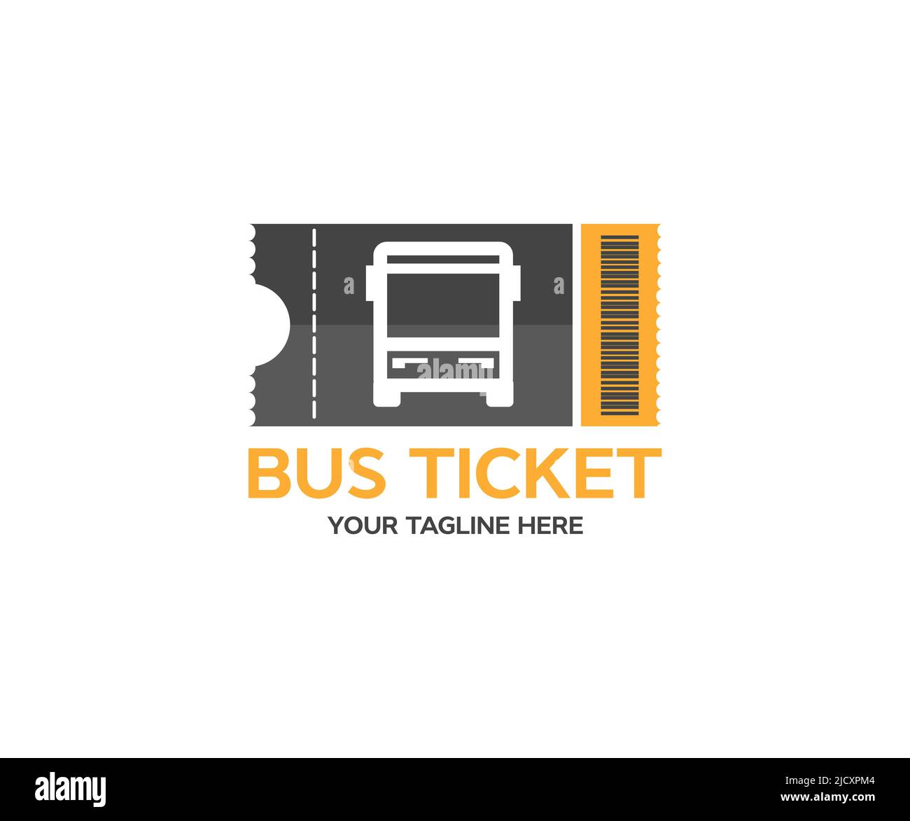 Ticket de bus de conception plate jaune avec logo de code-barres. Carte ...