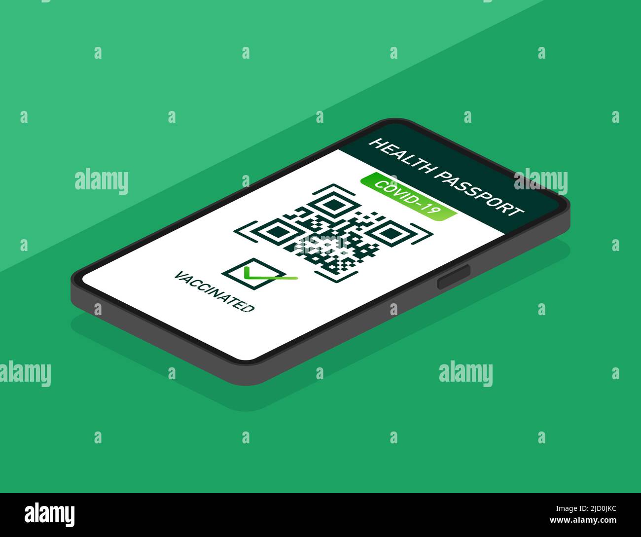 Code qr de passeport sanitaire de style linéaire sur fond vert ...