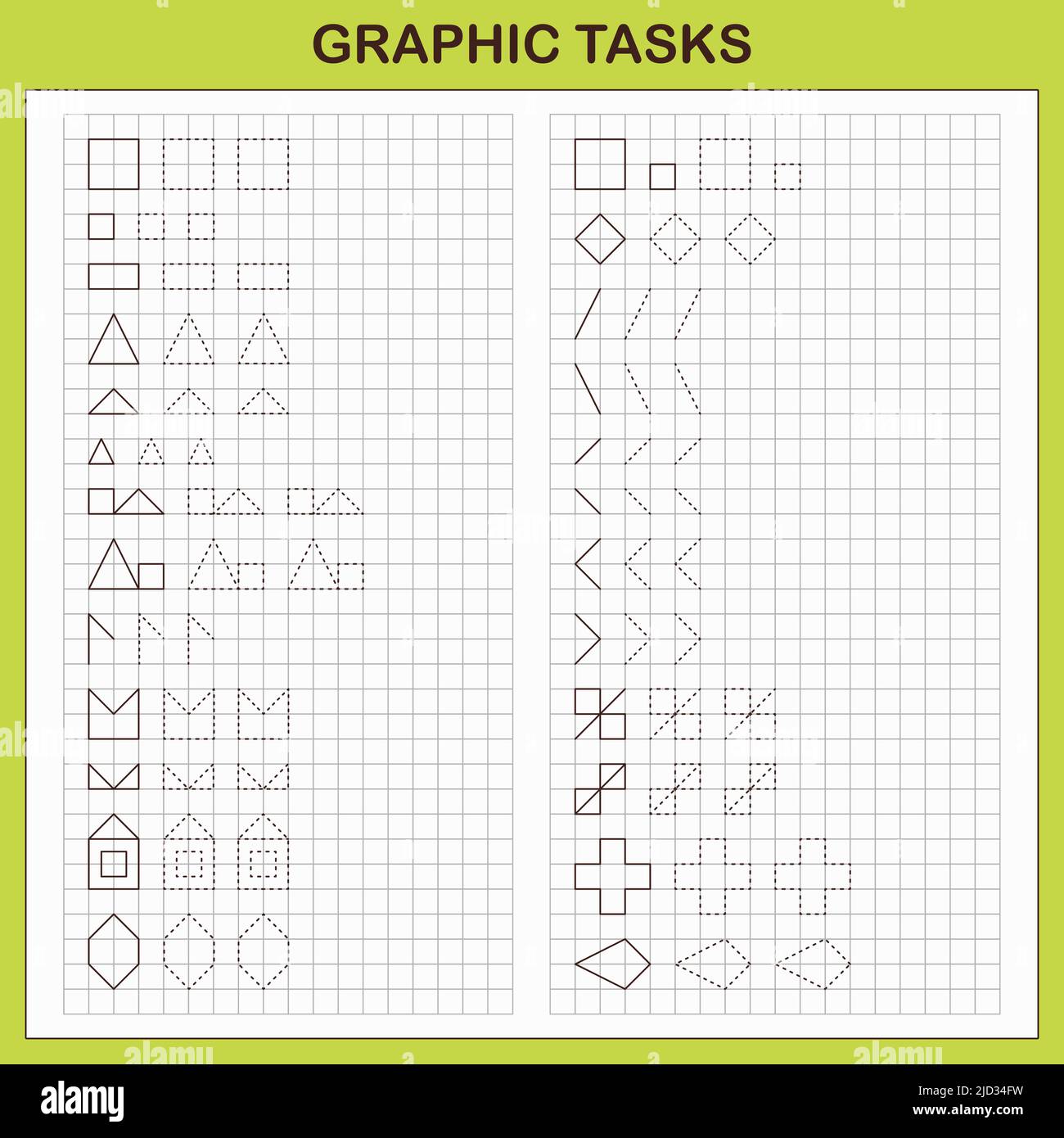 Tâches graphiques par cellules. Jeux éducatifs pour enfants Image ...