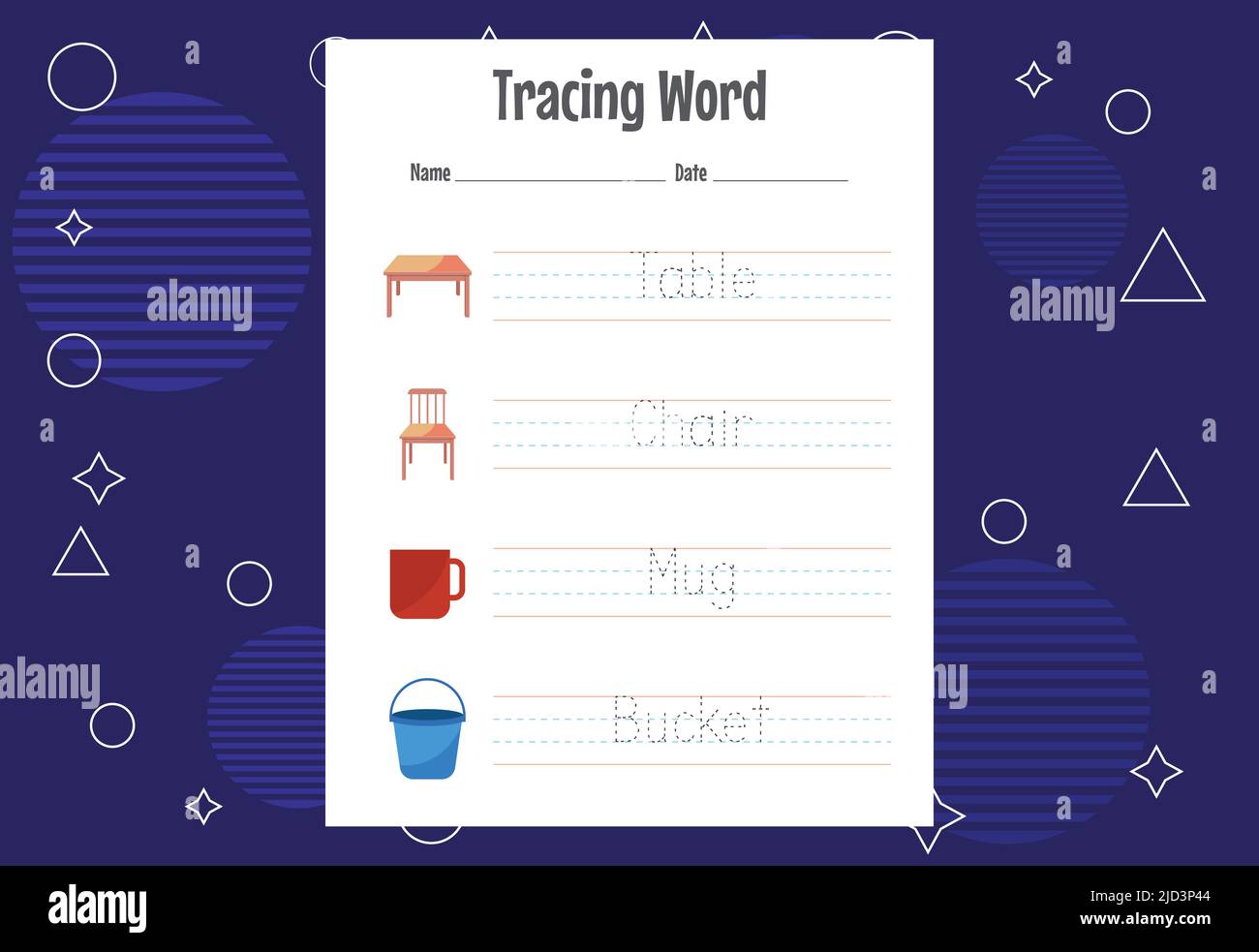 Feuilles de travail de traçage de mots pour les enfants. Exercices de ...