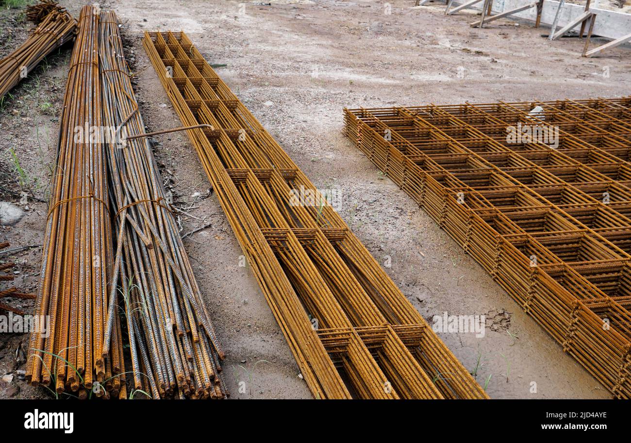 Treillis métallique en acier rouillé empilé pour les travaux de béton ...