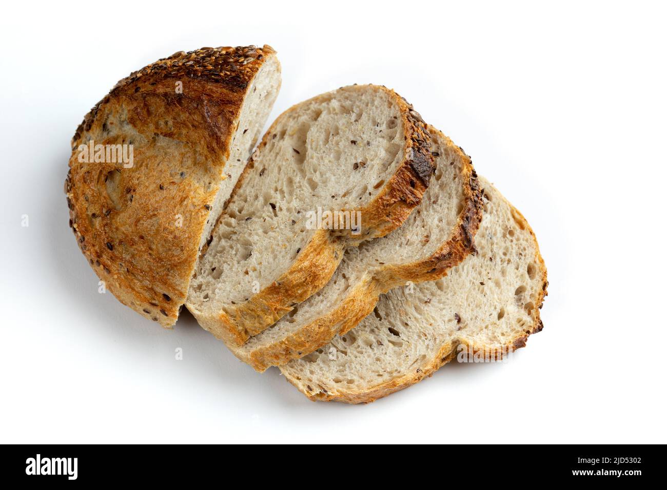 vue de dessus de pain frais tranché maison avec croûte dorée ...