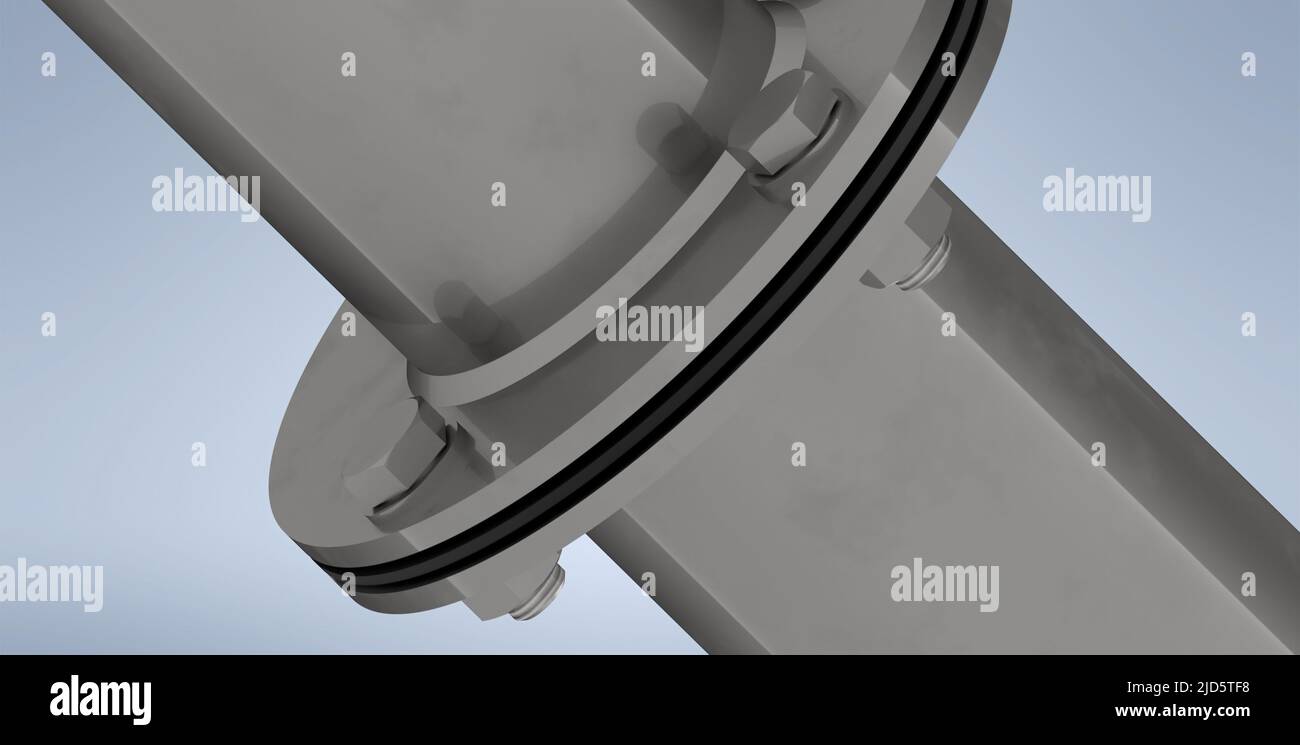 Détails des brides avec joint et tuyau du modèle de rendu DN 100 - 3D Photo Stock - Alamy