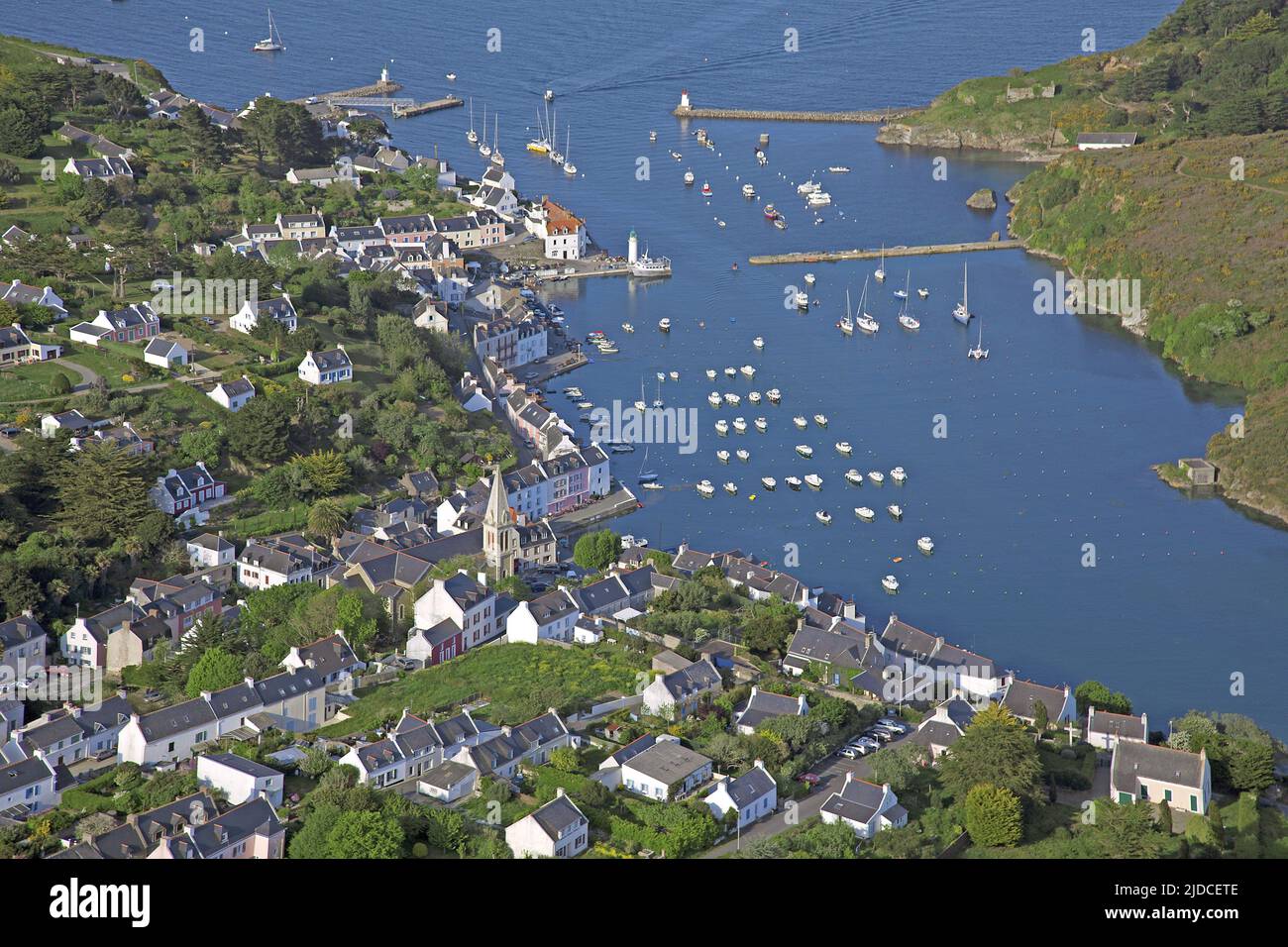 France, Morbihan Belle-Ile-en-Mer, Port-Sauzon (vue aérienne Photo ...
