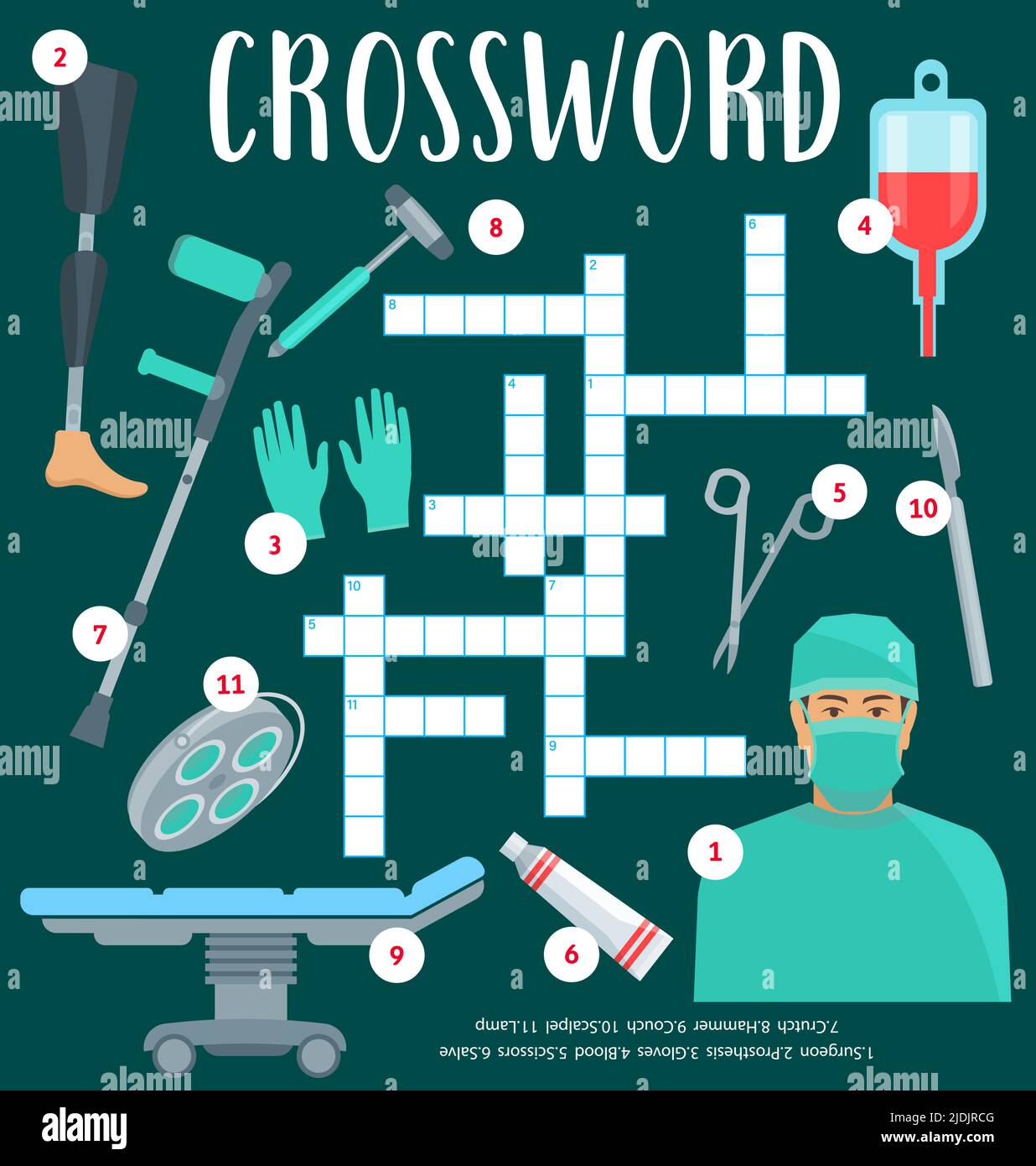 Feuille de travail de mots croisés de médecine de chirurgie et de ...