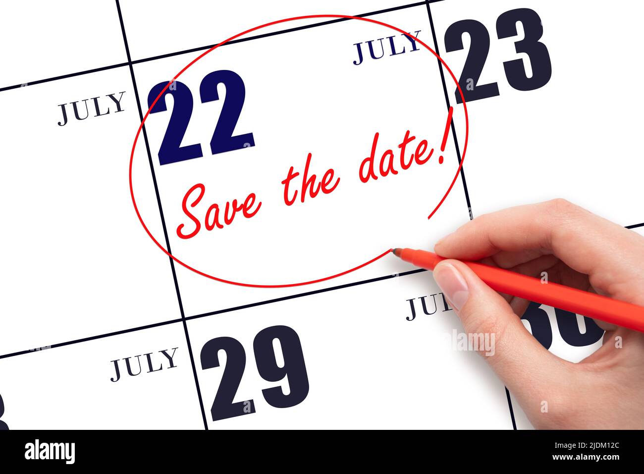 22nd jour de juillet. Dessiner à la main une ligne rouge et écrire le ...