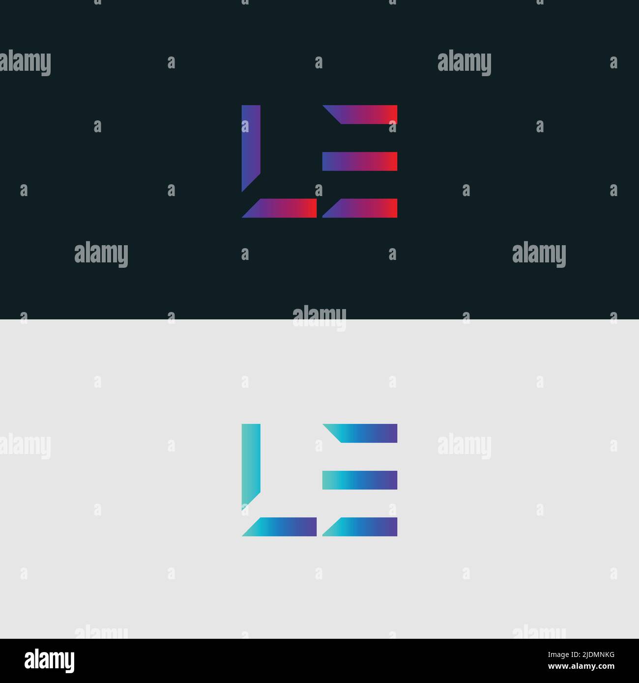 Lettre initiale Alphabet logo icône LE, couleur vive dégradé couleur ...
