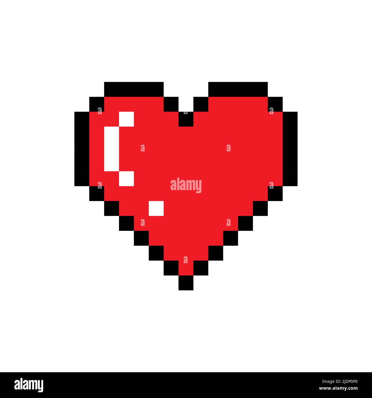 Icône de vecteur cardiaque pixel. Dessin animé de pixel de jeu rouge ...