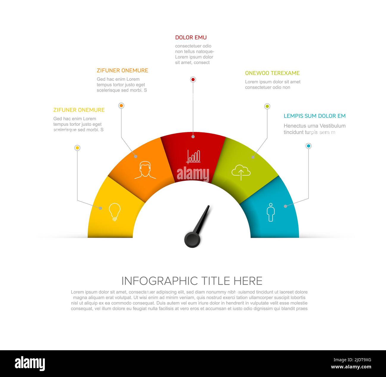 Modèle d'indicateur de mesure Infographique polyvalent Vector avec cinq ...