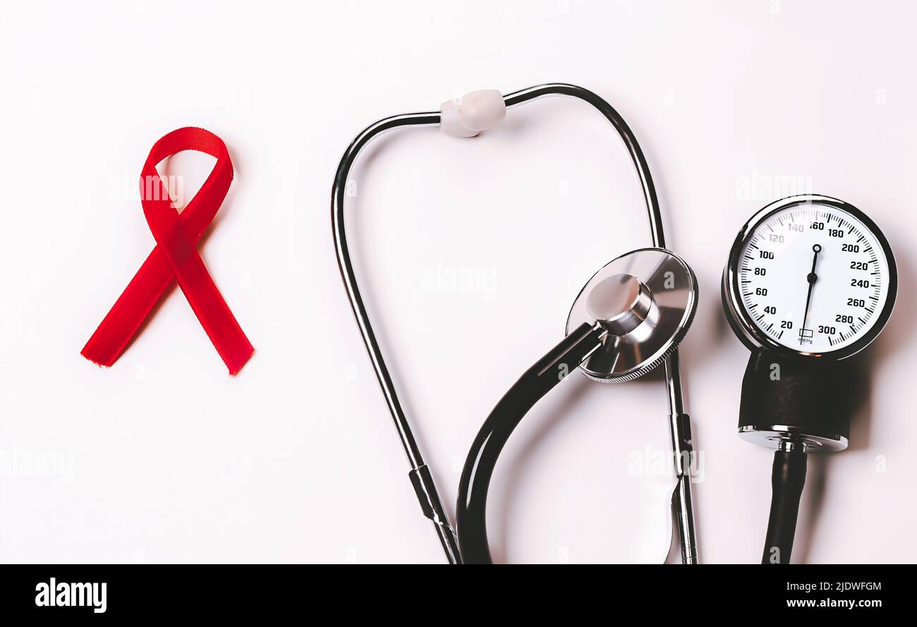 Panneau de sensibilisation au sida ruban rouge. Journée mondiale du ...