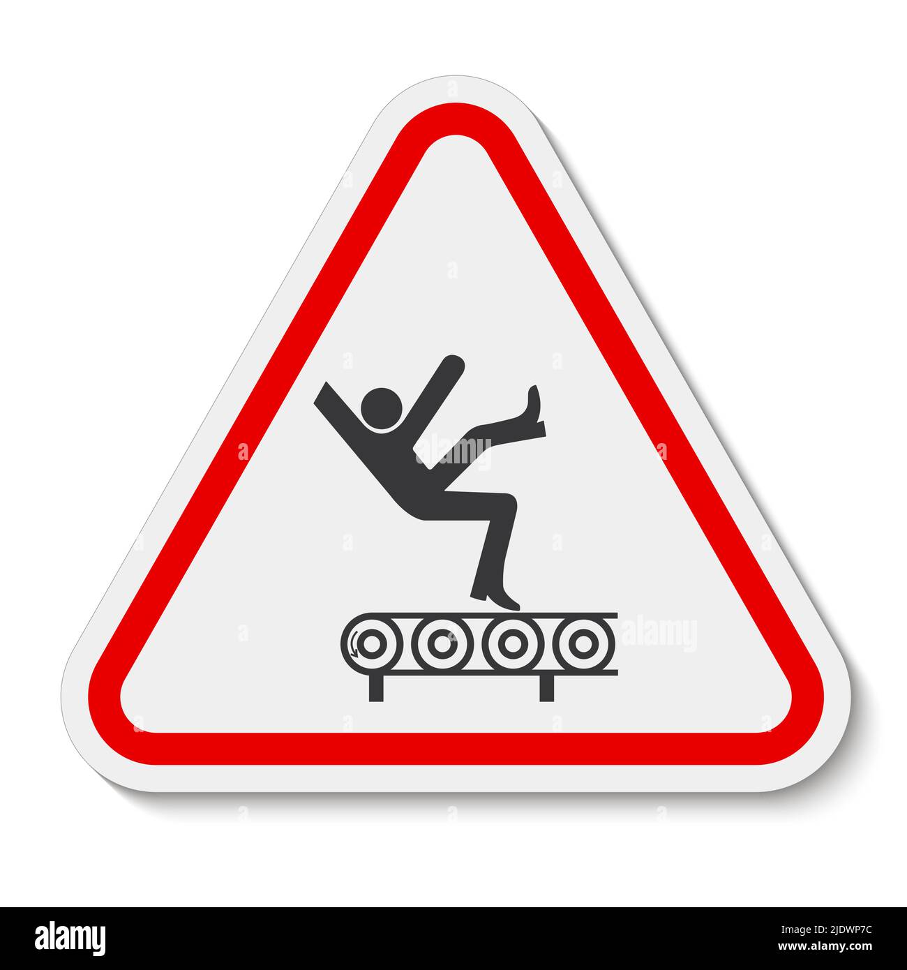 Panneau de symbole de risque de chute du convoyeur isoler sur fond ...