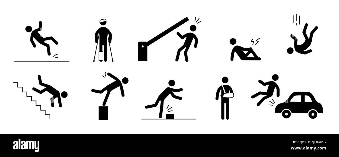 Pictogramme d'accident icône homme. Sécurité au travail, attention aux ...