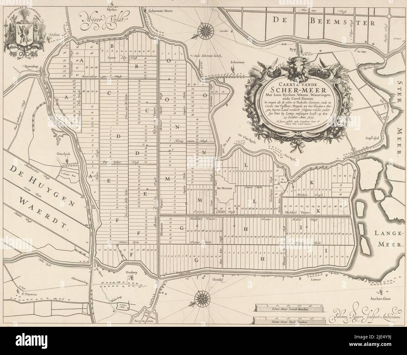 Carte du polder de Schermer après achèvement du remblai et tirage des ...