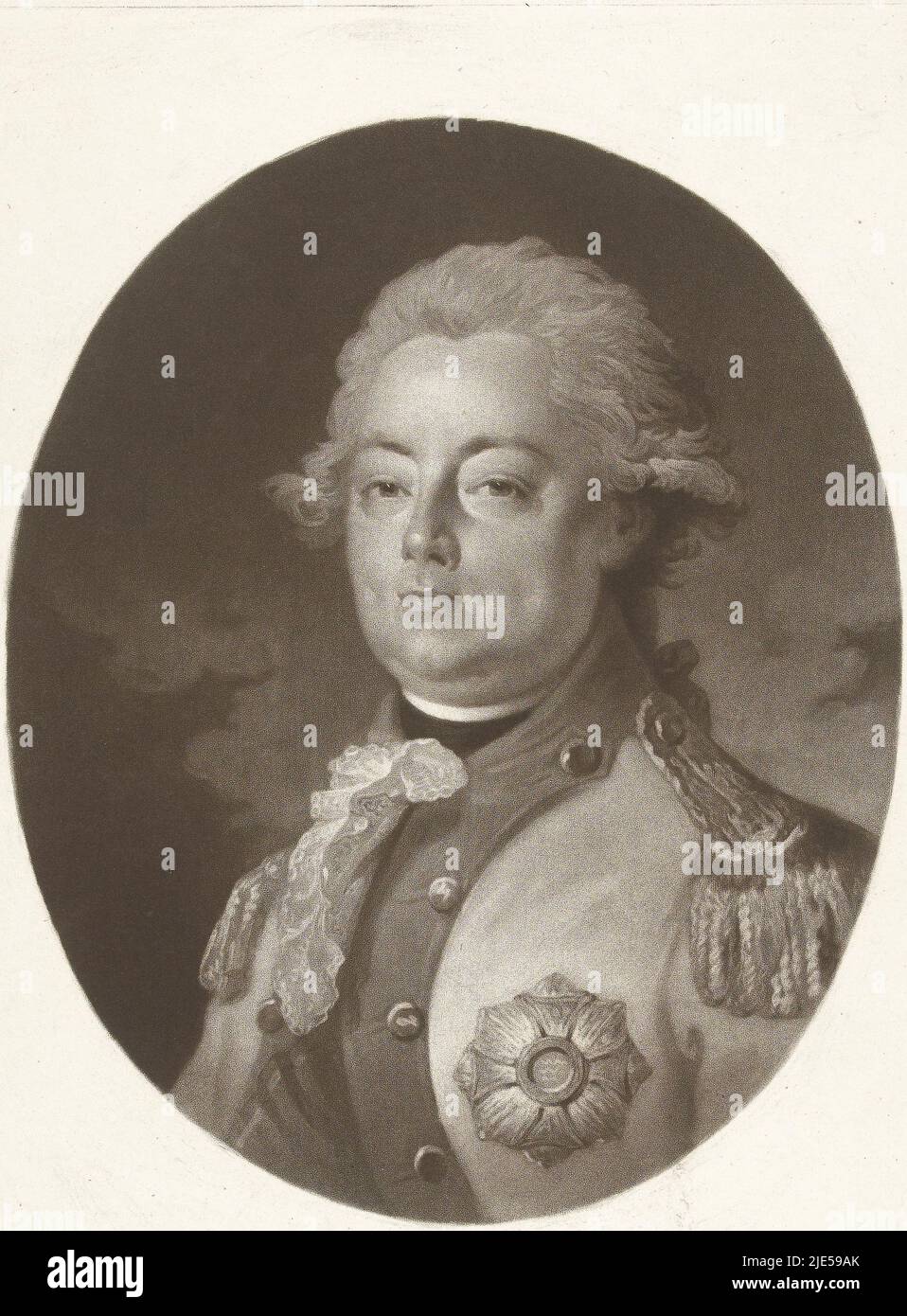 Buste à gauche de Louis prince de Waldeck en marron dans un ovale. Sous ...