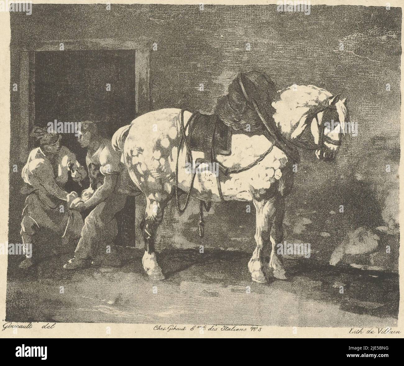 Cheval gras que l ferre sept petites assiettes Banque de photographies ...