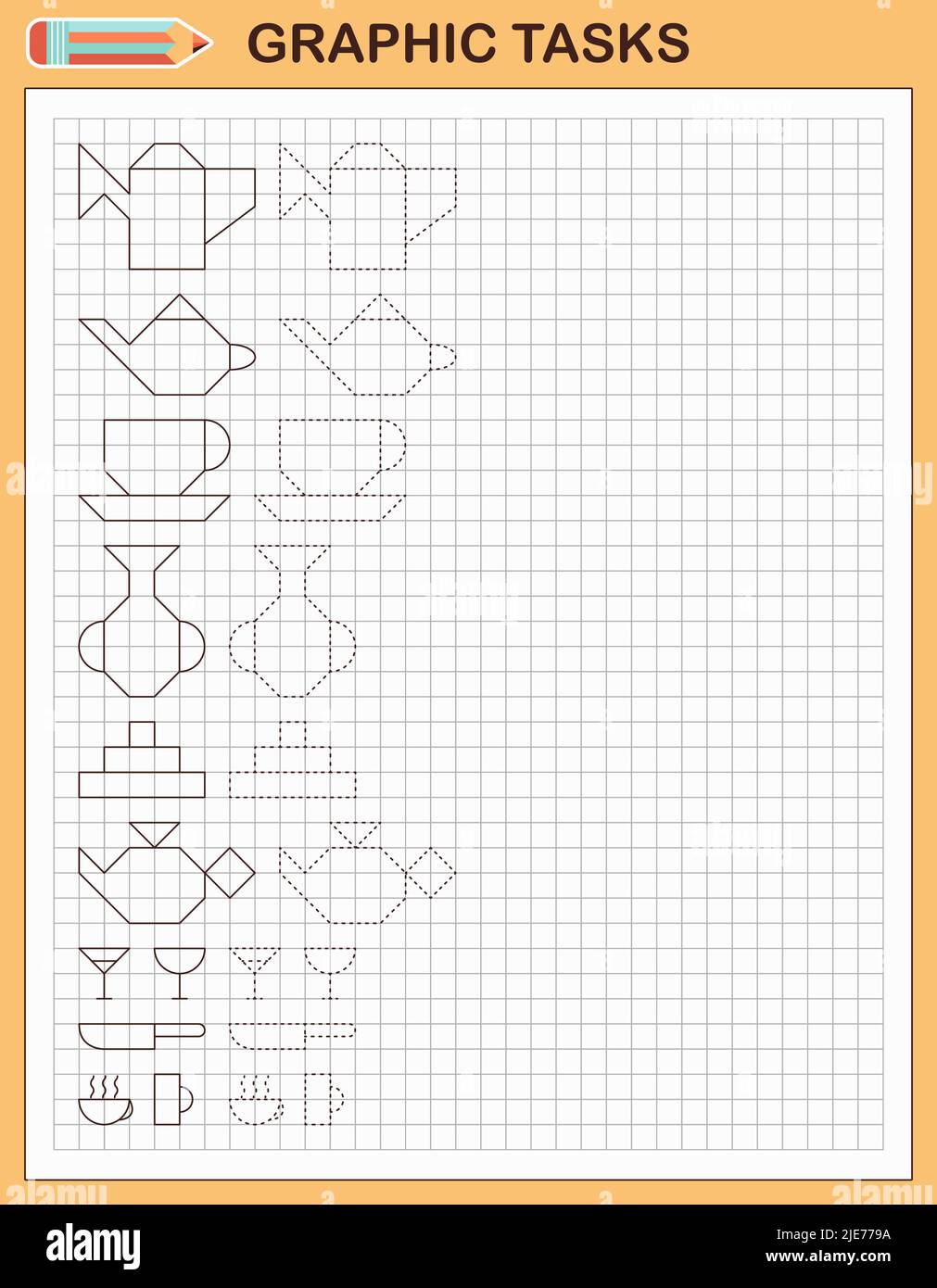 Tâches graphiques par cellules. Jeux éducatifs pour enfants Image ...