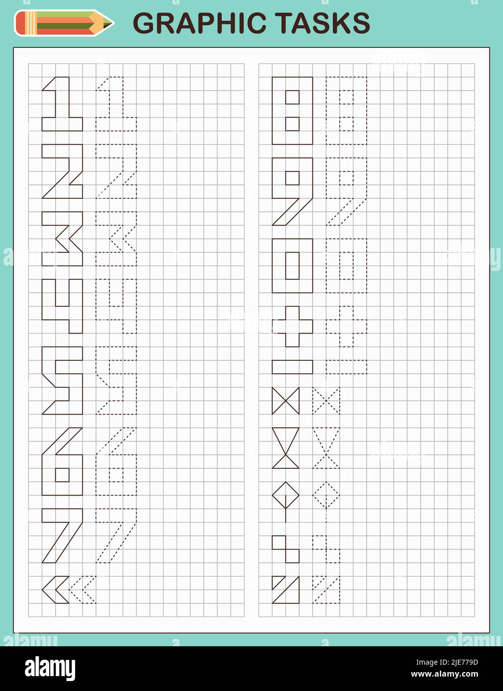 Tâches graphiques par cellules. Jeux éducatifs pour enfants Image ...