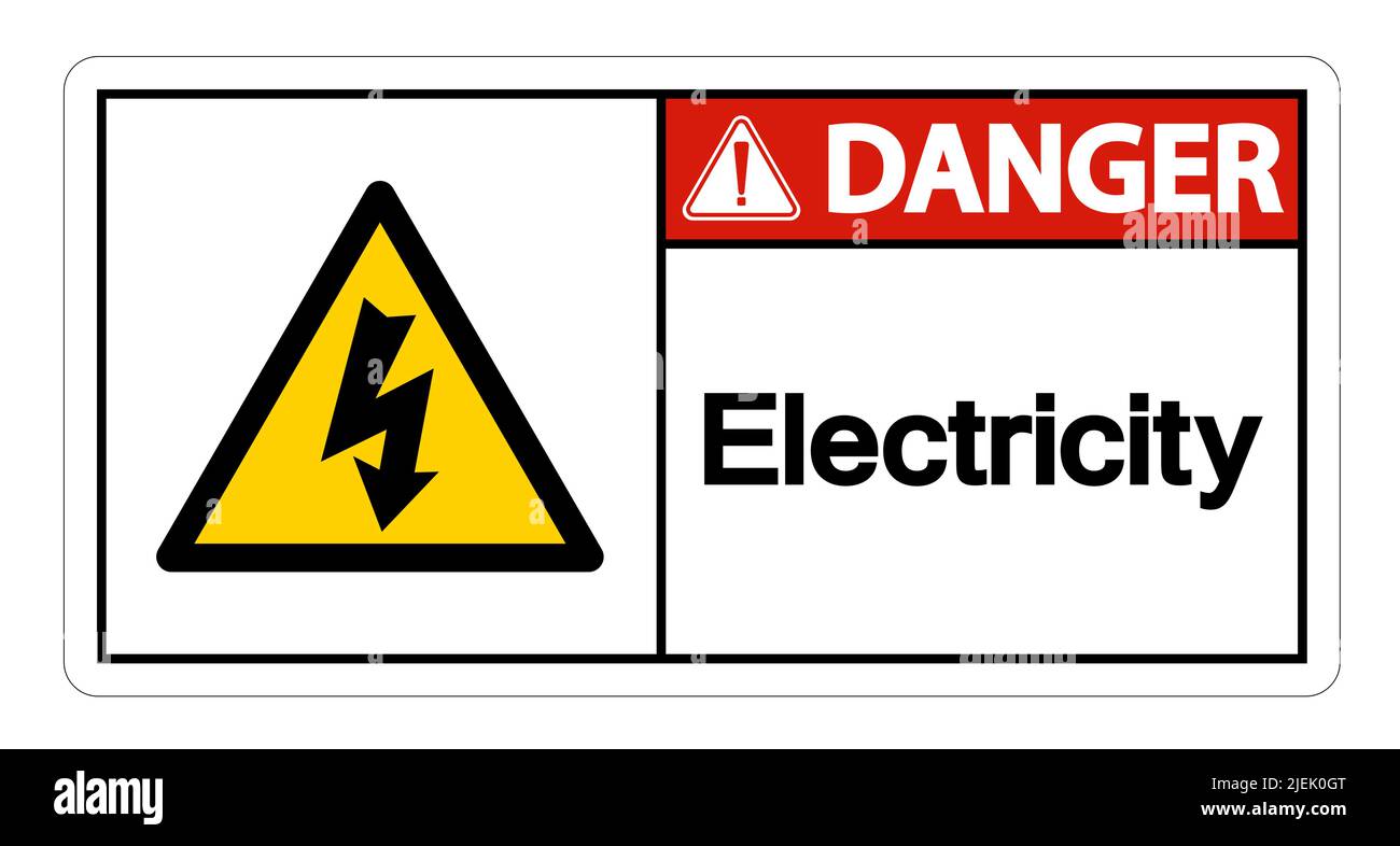 Danger symbole électricité panneau isoler sur fond blanc, illustration vectorielle Image ...