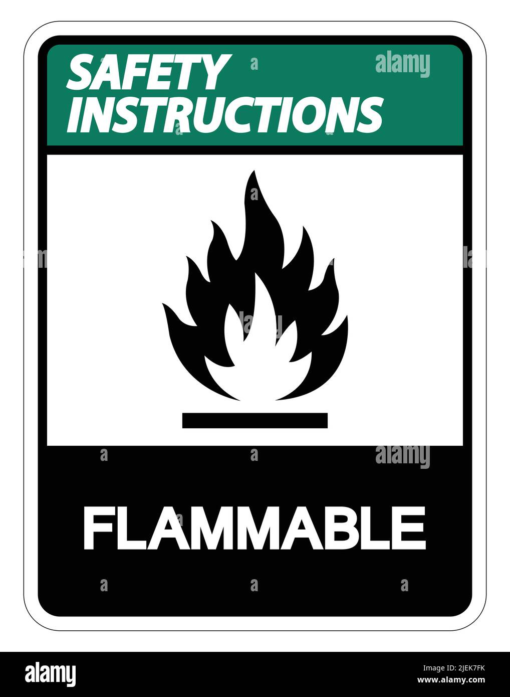 Consignes de sécurité symbole inflammable isoler sur fond blanc ...