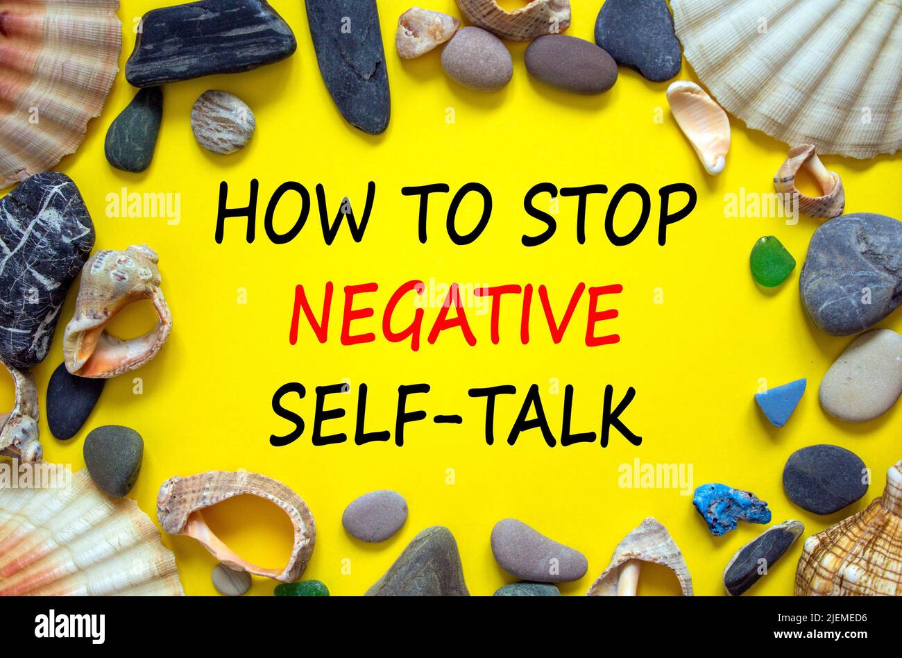 Arrêter le symbole d'auto-conversation négatif. Mots de concept Comment ...