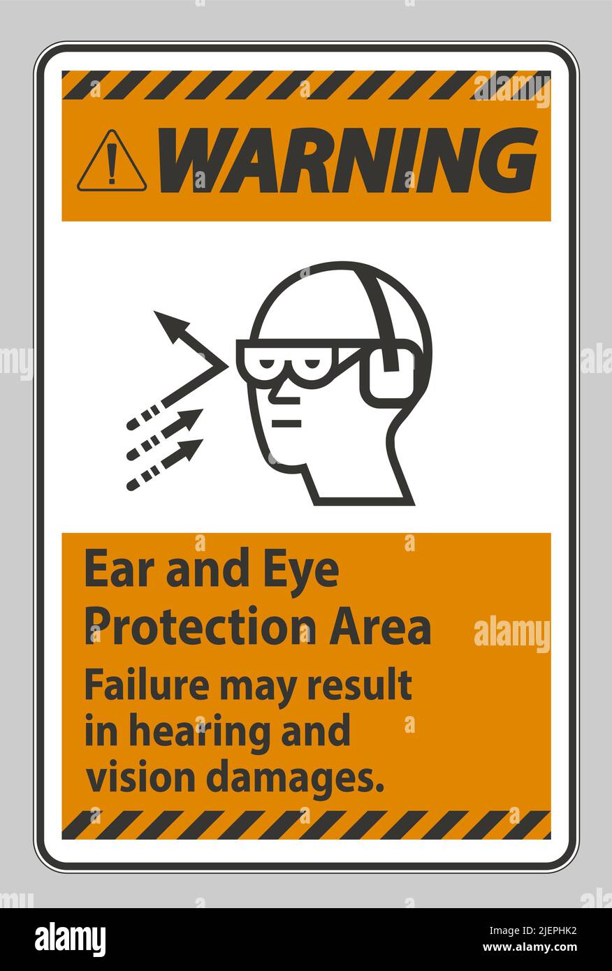 Panneau d'avertissement zone de protection des oreilles et des yeux ...
