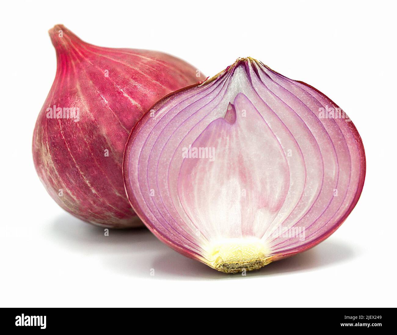 Oignons et persil sur fond blanc Banque d'images détourées - Alamy