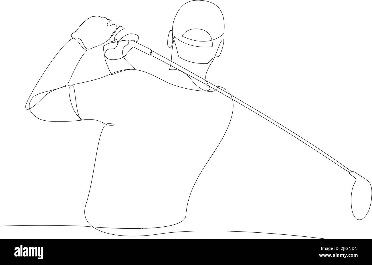 Dessin de ligne continue de golfeur masculin jouant au golf. Joueur de ...