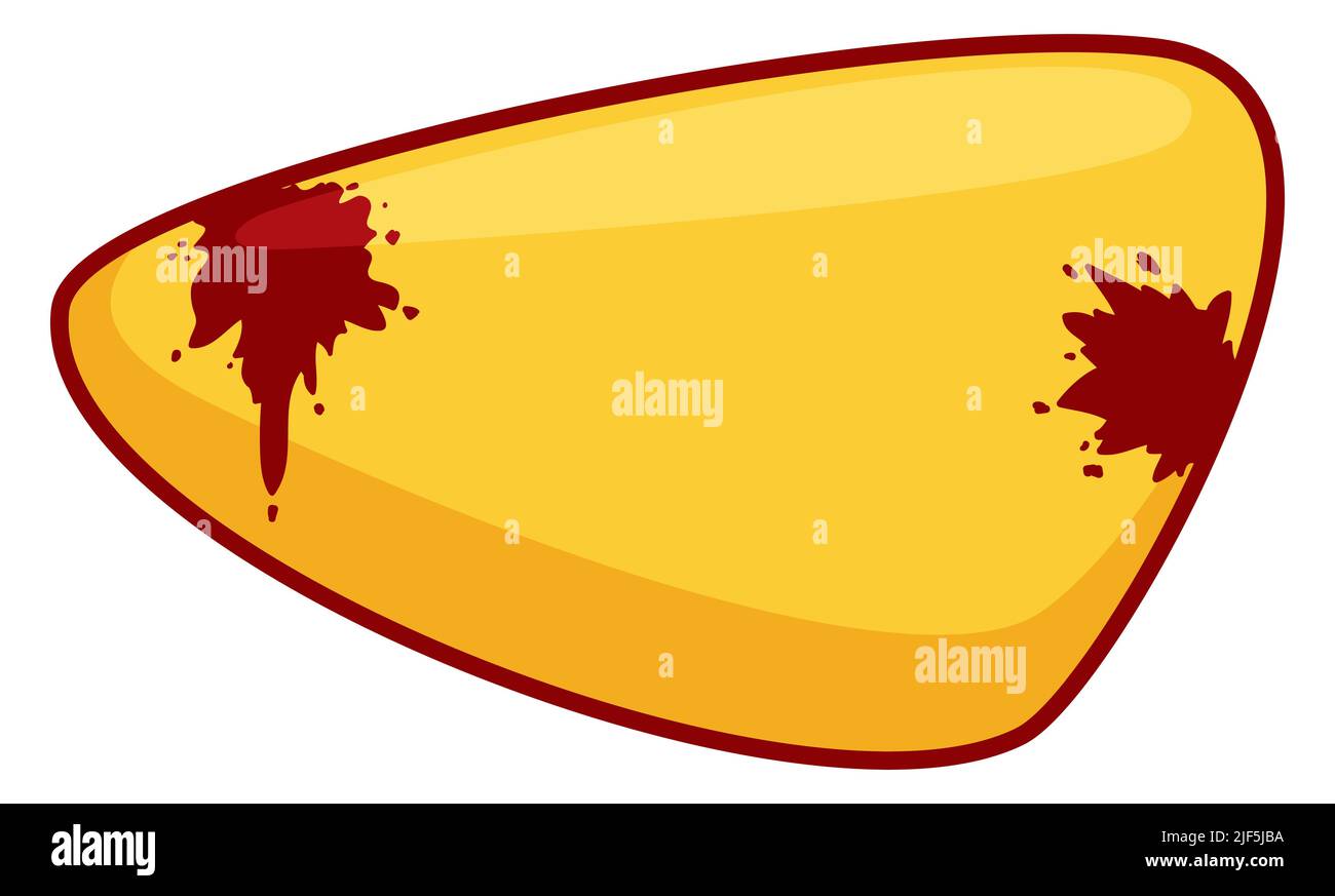 Signe jaune isolé avec deux taches rouges comme du sang, des taches ou ...
