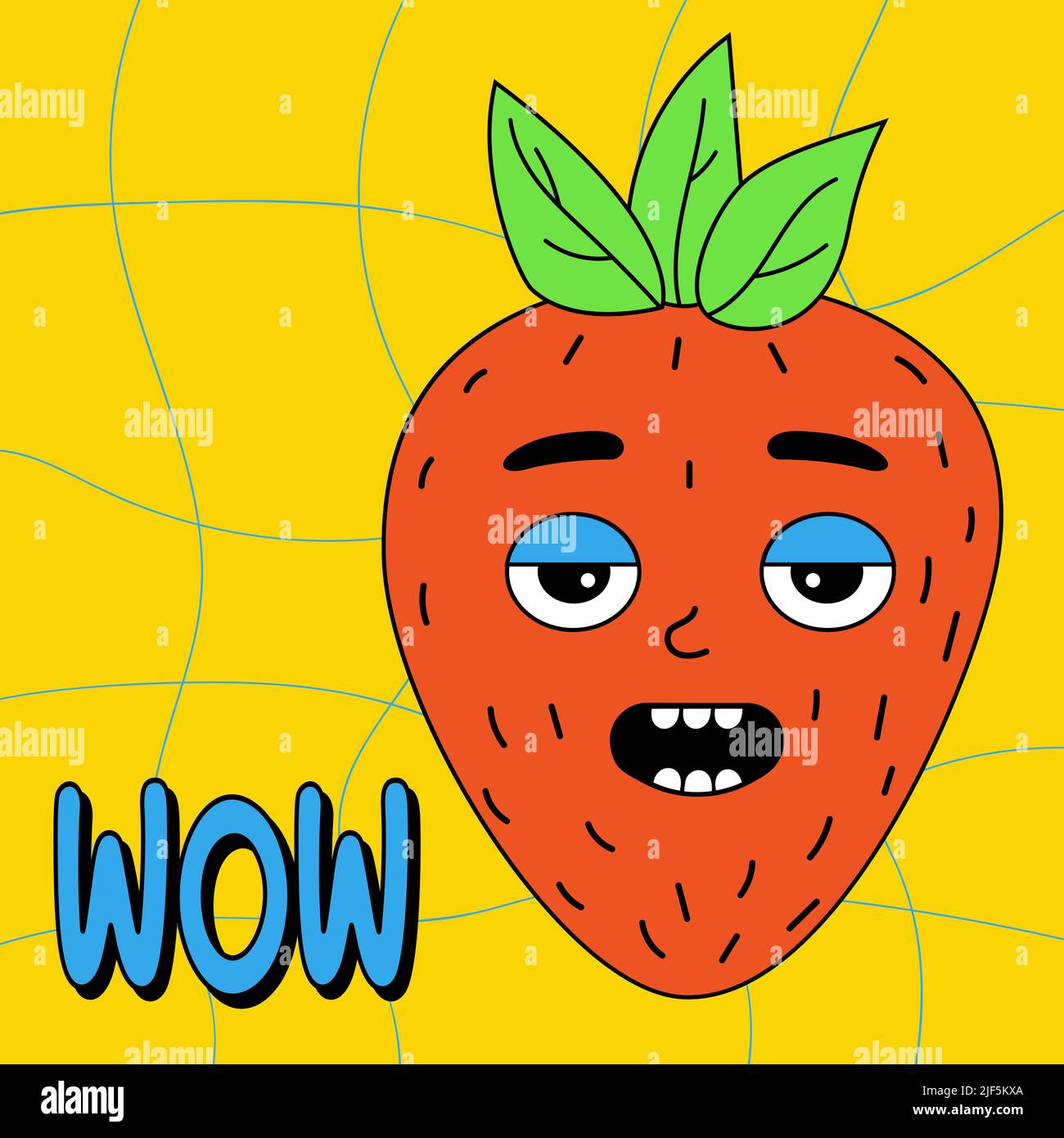 Personnage de dessin animé amusant. Groovy élément funky fraise ...