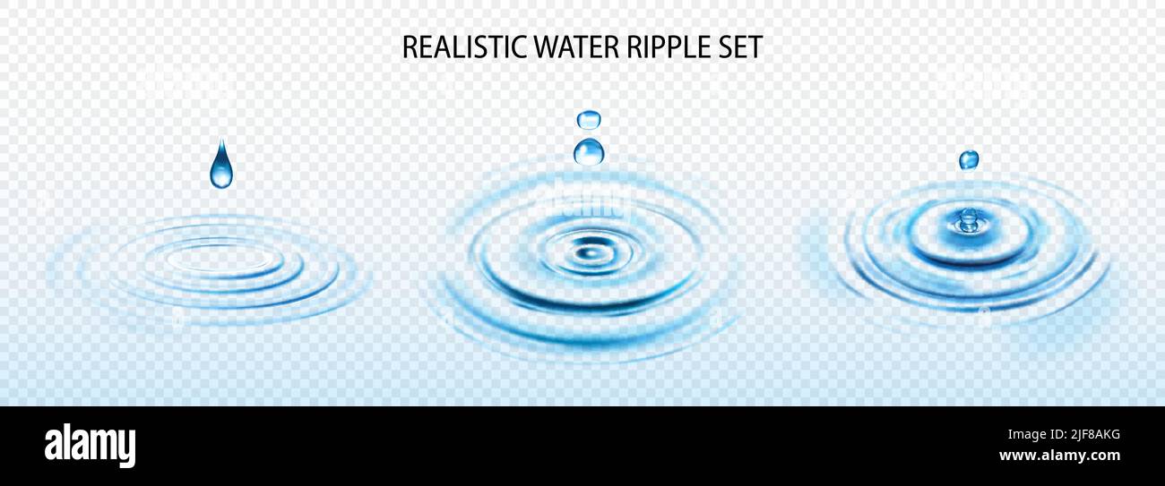 Ondulation d'eau transparente réaliste ensemble avec symboles d'eau ...