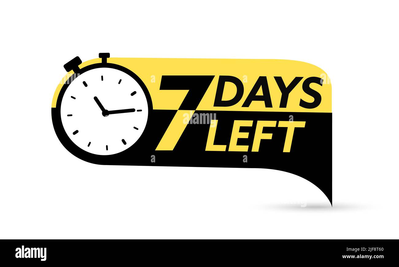 il reste 7 jours. Symbole vectoriel avec le nombre de jours restants ...