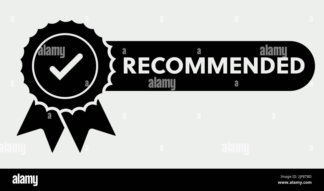 Icône recommandée, marquage de rosette de recommandation noir et blanc ...